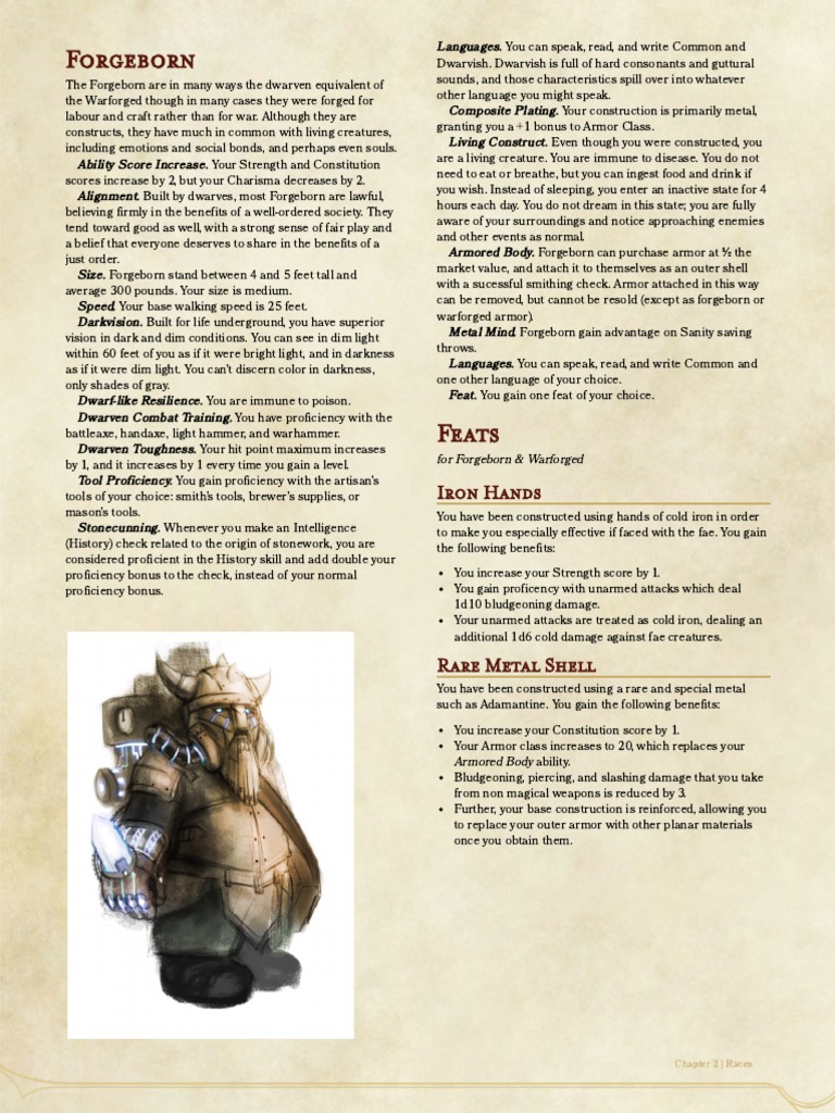 Races Forgeborn | PDF | Dwarf (Middle Earth) | Leisure