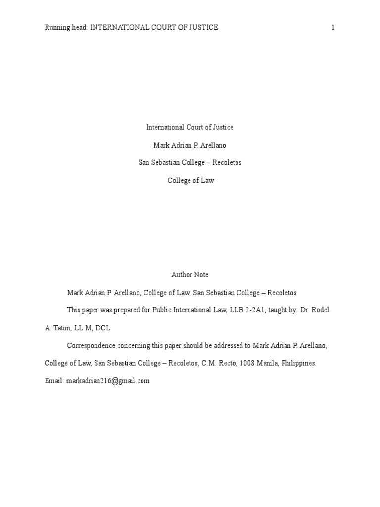 International Court of Justice Paper | PDF | Advisory Opinion | Public ...