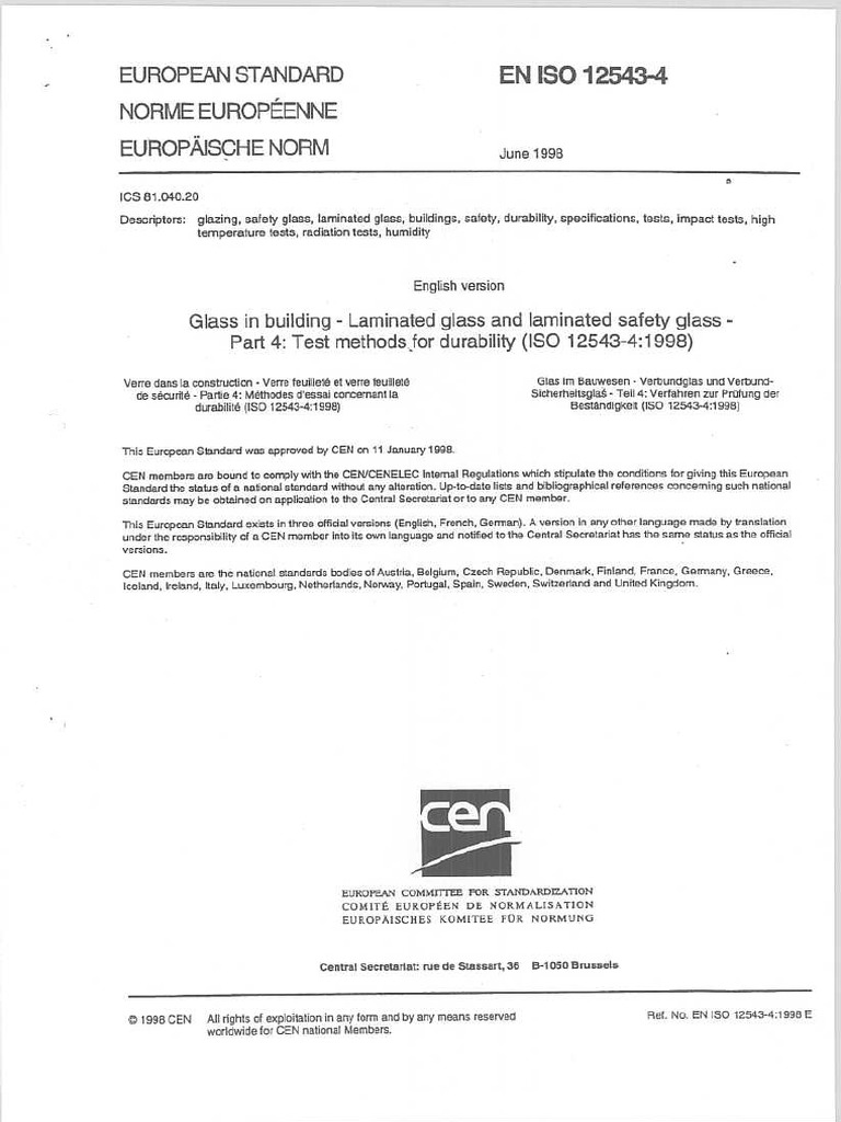 EN12543-4June - 1998 En1 | PDF