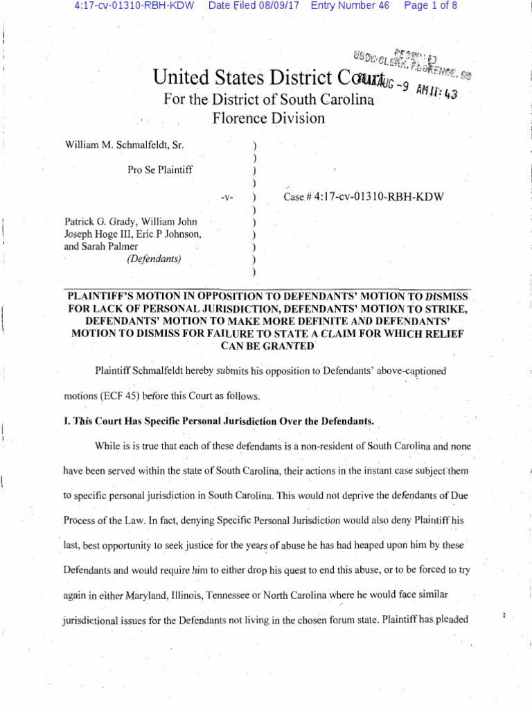 Motion in Opposition To Motion To Dismiss | PDF | Personal Jurisdiction ...