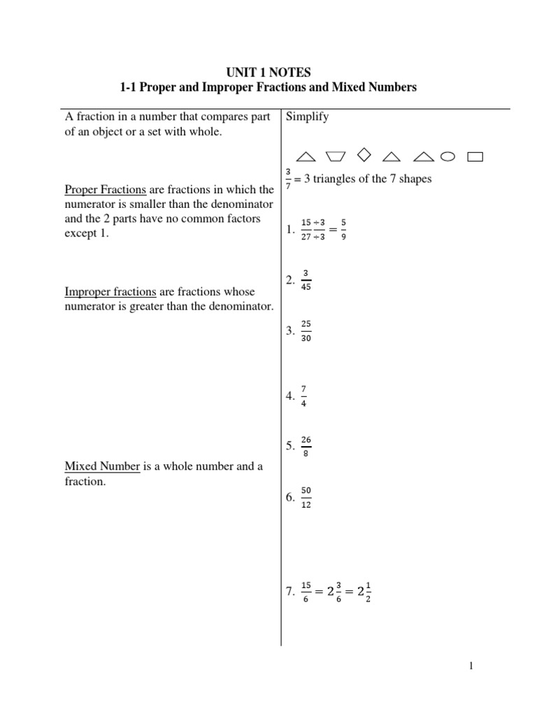 Fraction Notes | PDF | Fraction (Mathematics) | Mathematical Notation