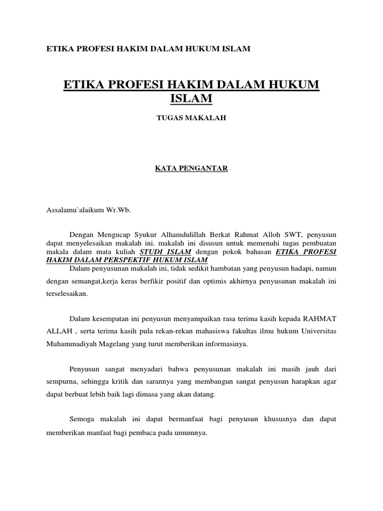 Etika Profesi Hakim Dalam Hukum Islam | PDF