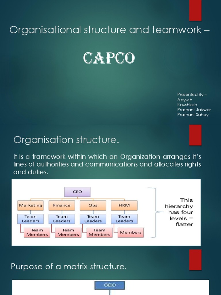 Organisational Structure and Teamwork - : Capco | PDF