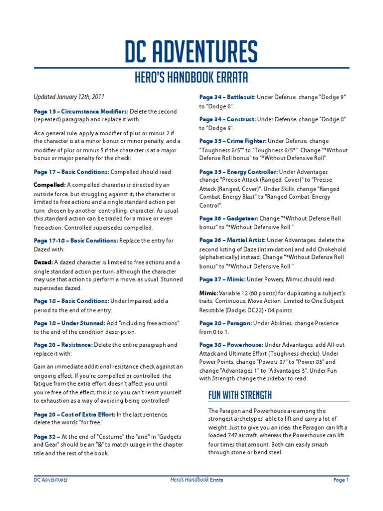 DC Adventures: Hero's Handbook Errata | PDF | Nature