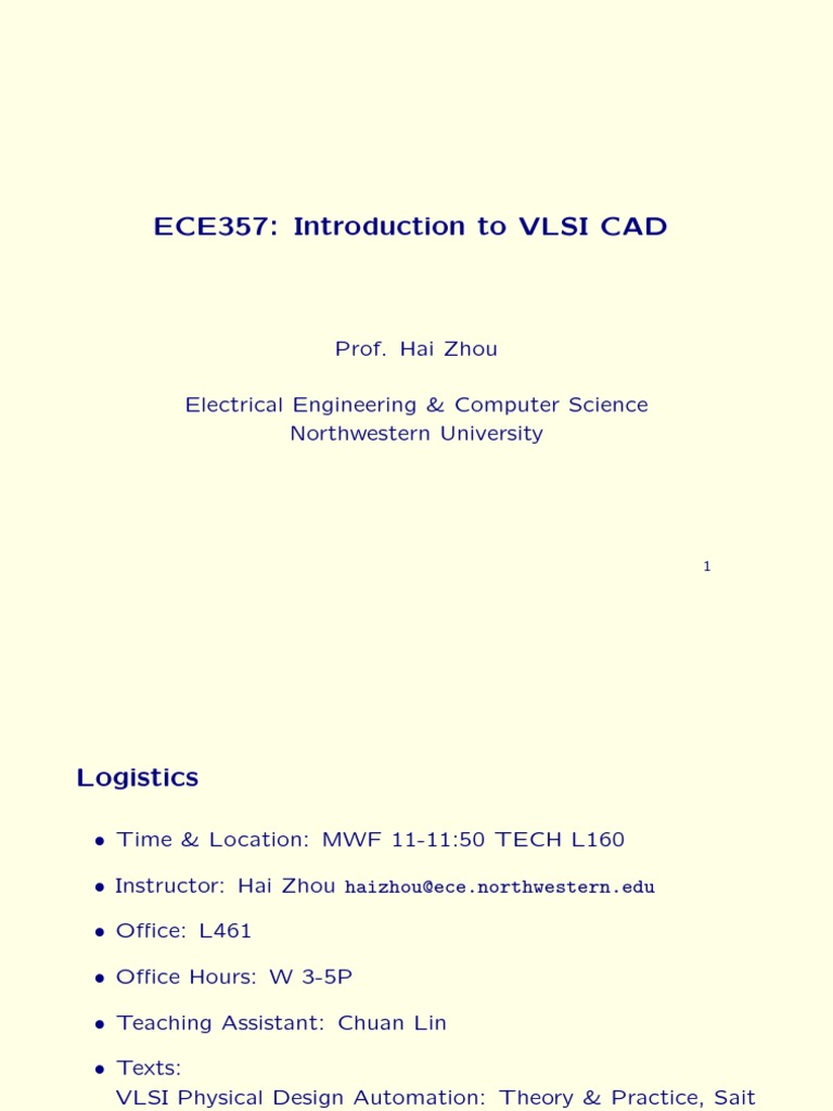ECE357: Introduction To VLSI CAD: Prof. Hai Zhou | PDF