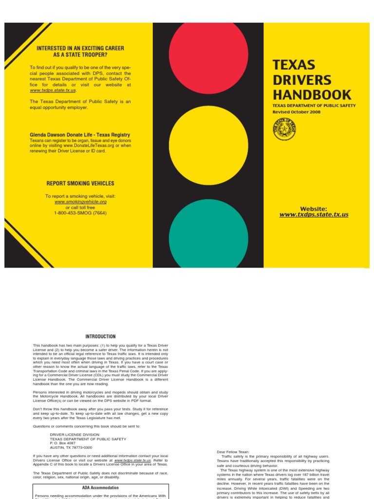 Texas Driving Handbook PDF | PDF | Driver's License | Driving