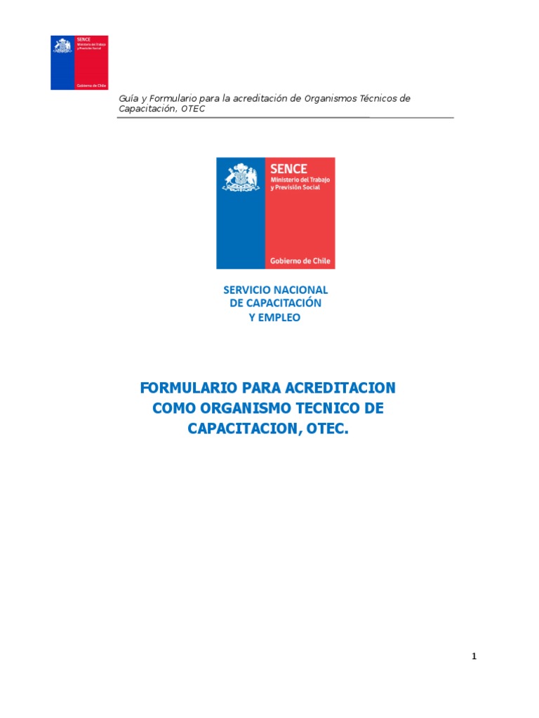 Formulario para La Acreditacion de OTEC | PDF | Science | Tecnología ...