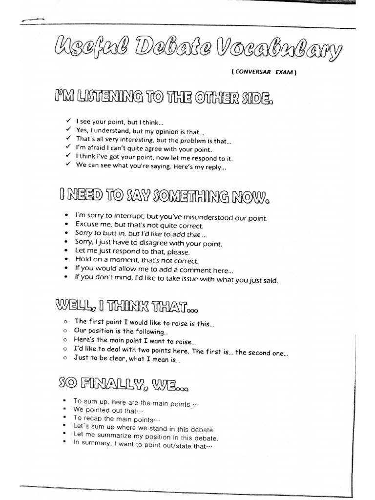 Debate Vocabulary | PDF