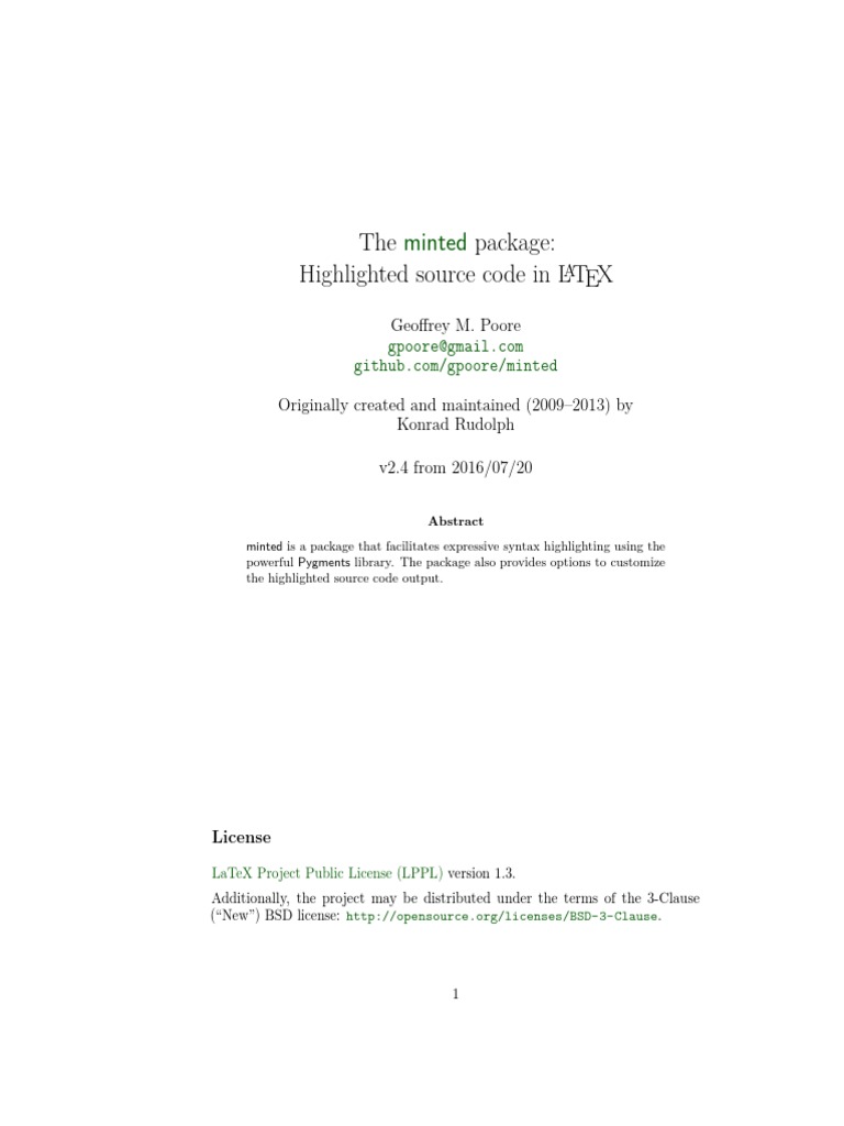 Minted LaTeX Package Documentation | PDF | Command Line Interface ...