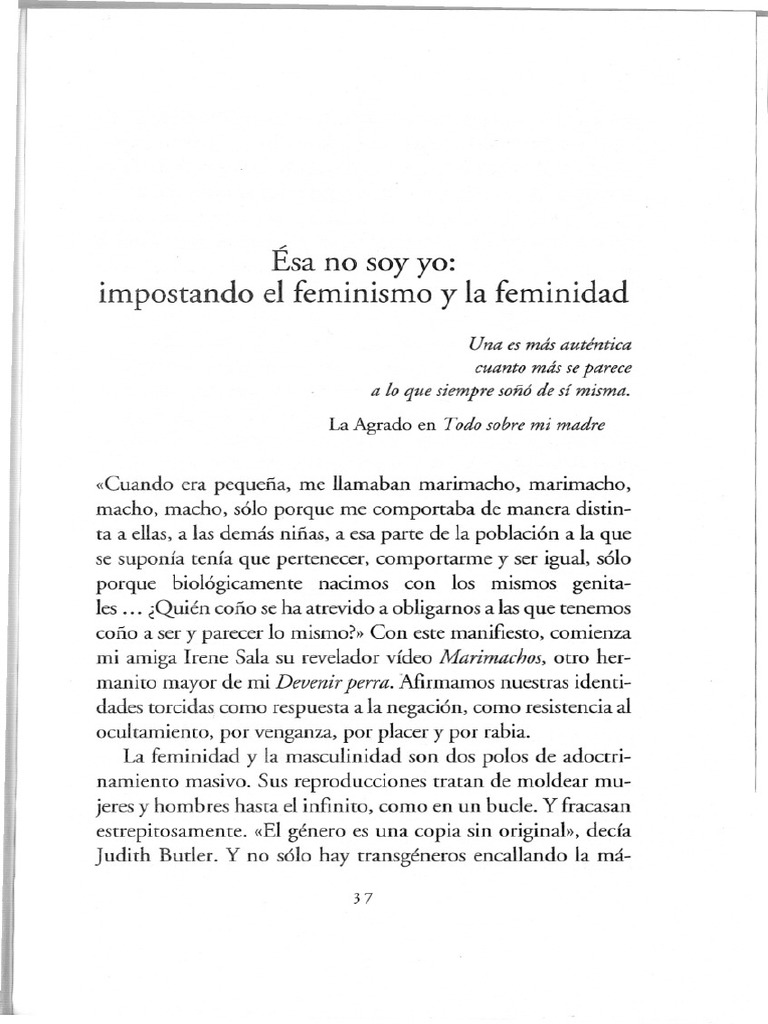 Esa No Soy Yo (Itziar Ziga) PDF | PDF | Masculinidad | Feminidad