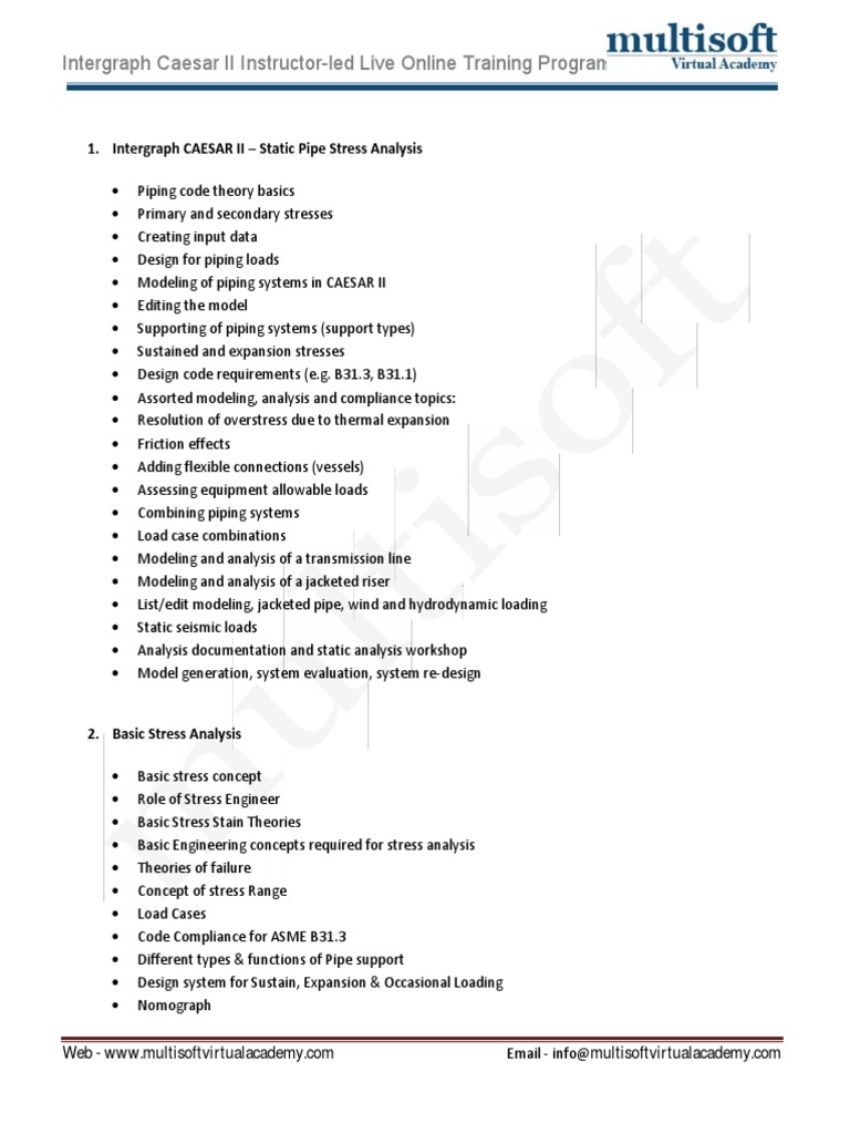 Intergraph Caesar Course Content | PDF | Stress (Mechanics) | Pipe ...