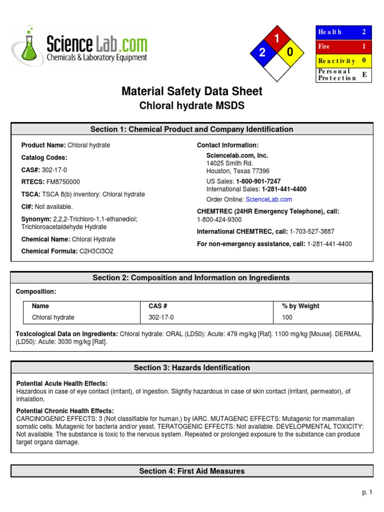 Chloral Hydrate | Toxicity | Flammability