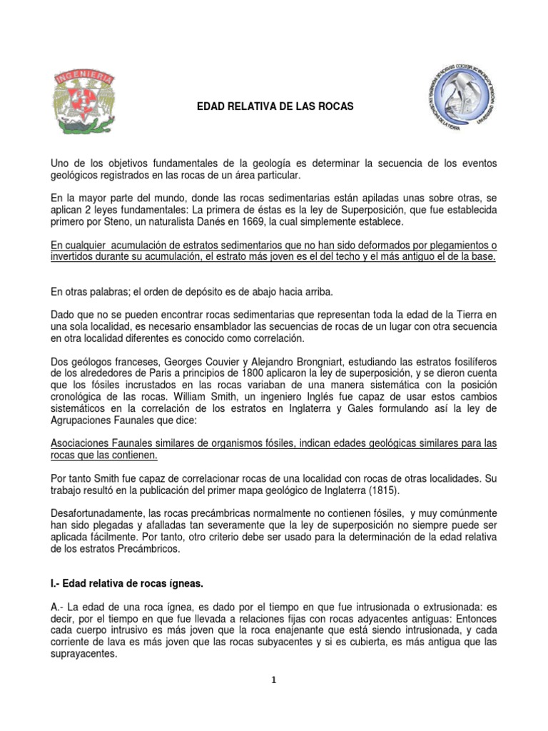 Ejercicio Edad Relativa de Las Rocas | PDF | Roca (geología) | Estrato