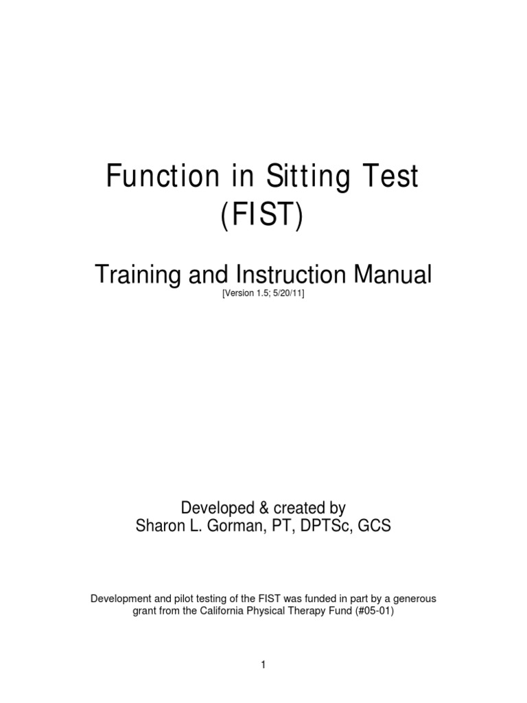 FIST Training Manual v1-5 PDF | PDF | Balance (Ability) | Test (Assessment)