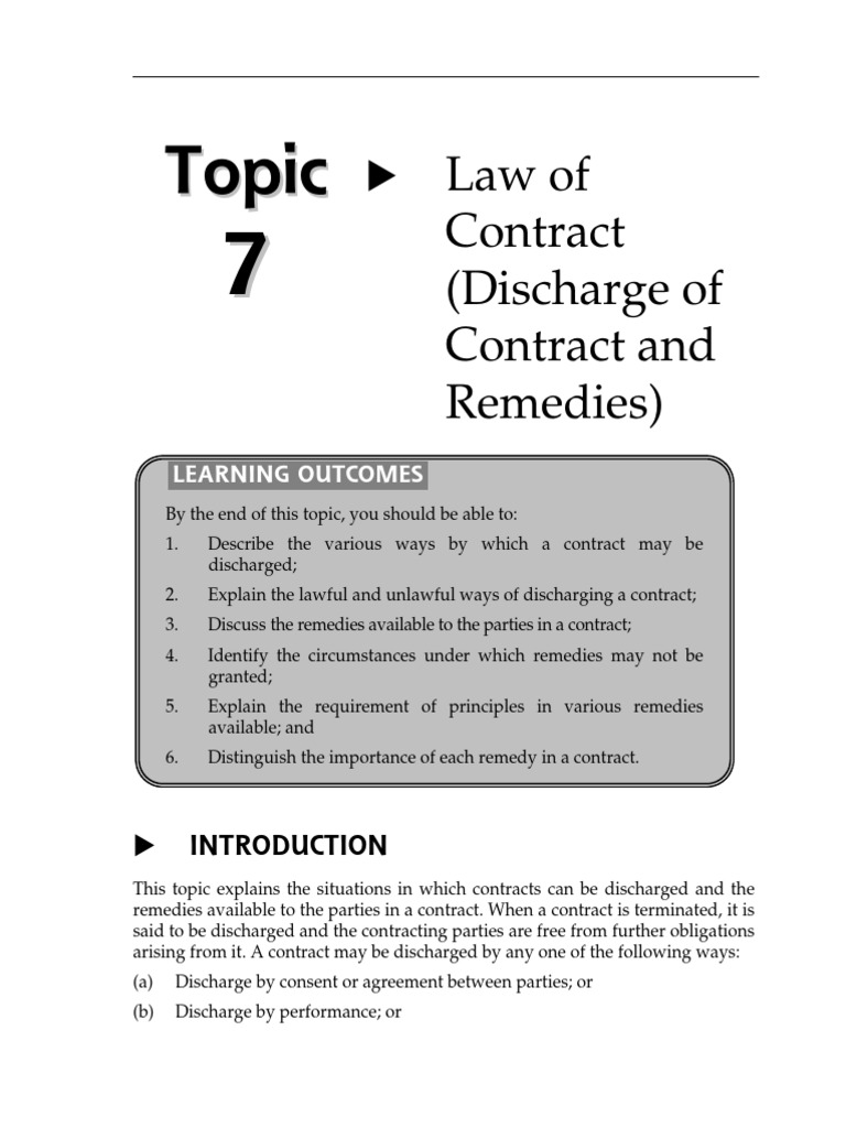 Law of Contract Discharge and Remedies | PDF | Damages | Specific Performance