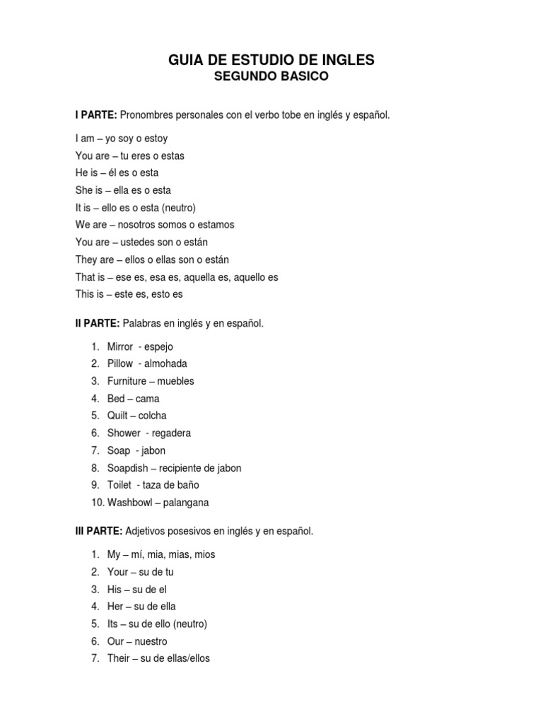 Guia de Estudio de Ingles | PDF | Tipología Lingüística | Unidades ...