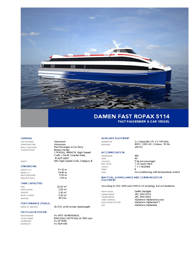 Products Sheet Fast RoPax Ferry 5114-01-2015 | PDF | Shipping | Vehicles