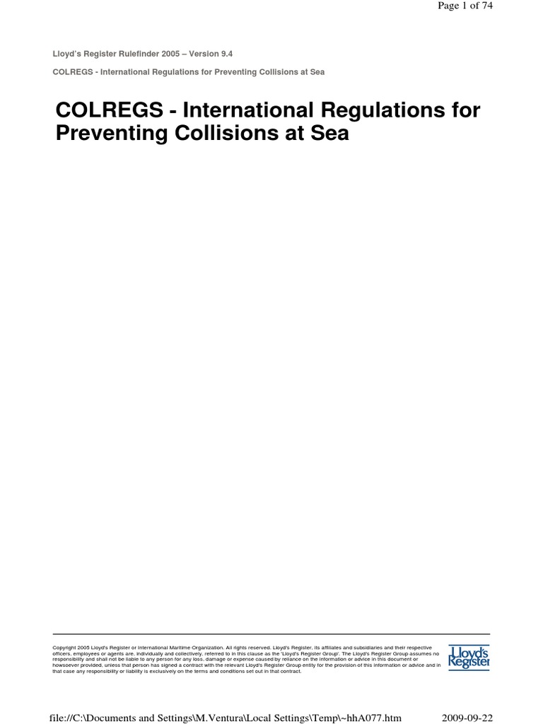 COLREGS - International Regulations For Preventing Collisions at Sea ...
