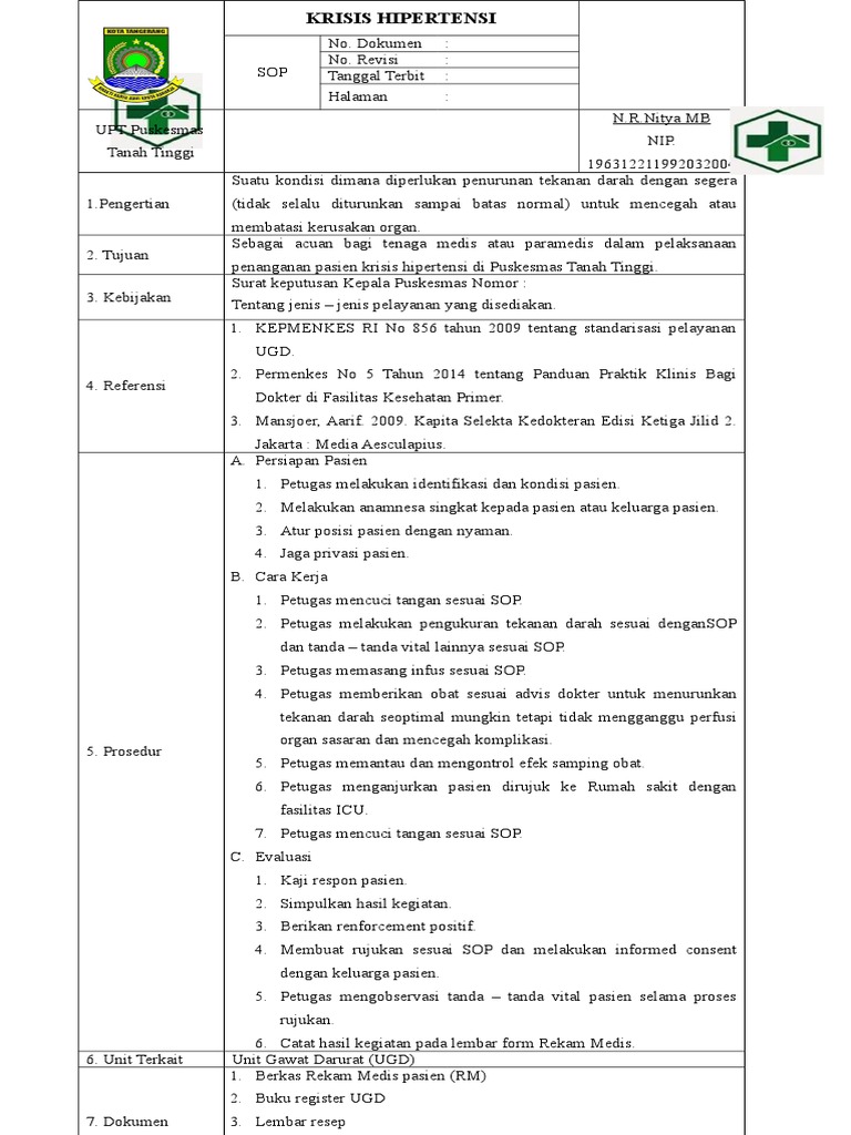 SOP Krisis Hipertensi | PDF | Pengembangan Diri | Kesehatan Holistik