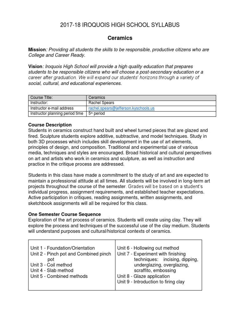 Ceramics Syllabus | Download Free PDF | Pottery | Ceramic Art