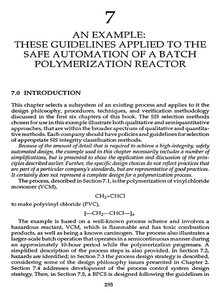 An Example These Guidelines Applied To The Safe Automation Of A Batch Polymerization Reactor