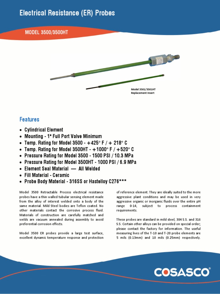 35003500HT Retractable Process Probe | PDF | Steel | Corrosion