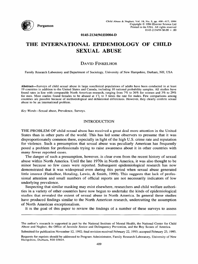 Finkelhor (1994) PDF | PDF | Child Sexual Abuse | Survey Methodology