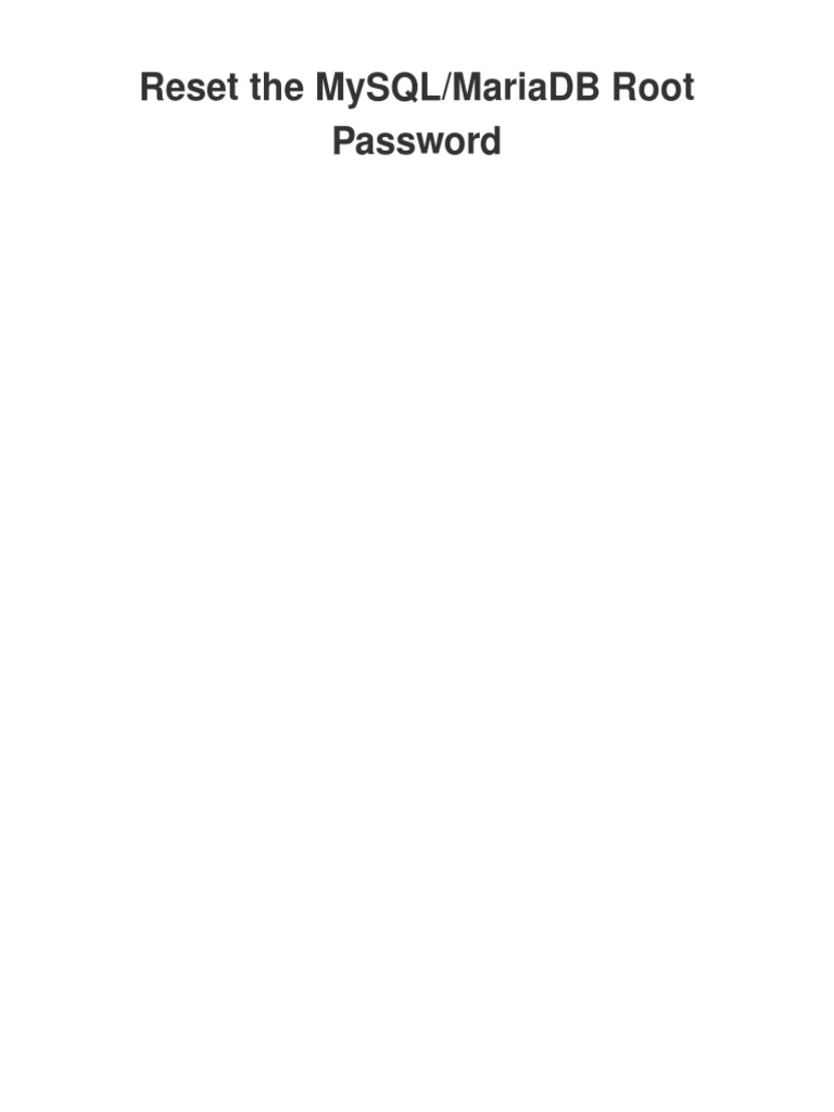 Reset Mysql Password | PDF