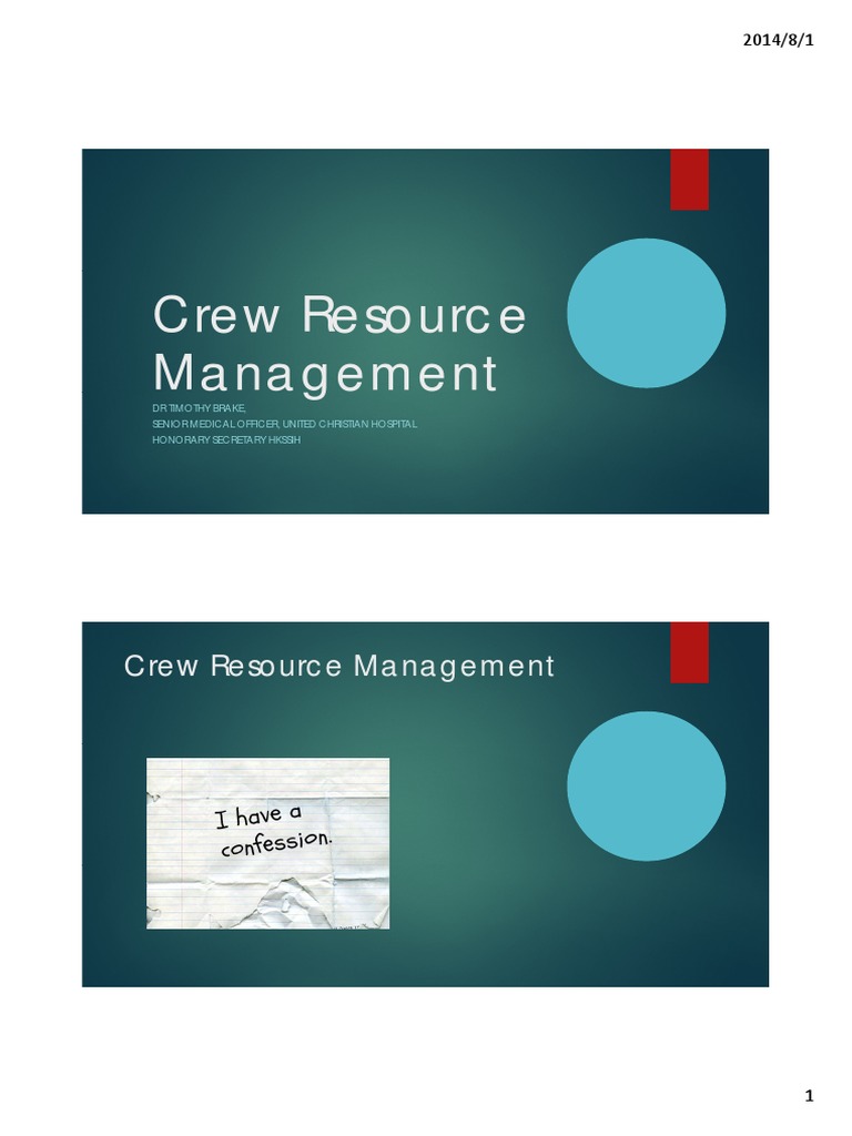 Crew Resource Management | PDF | Simulation | Patient Safety