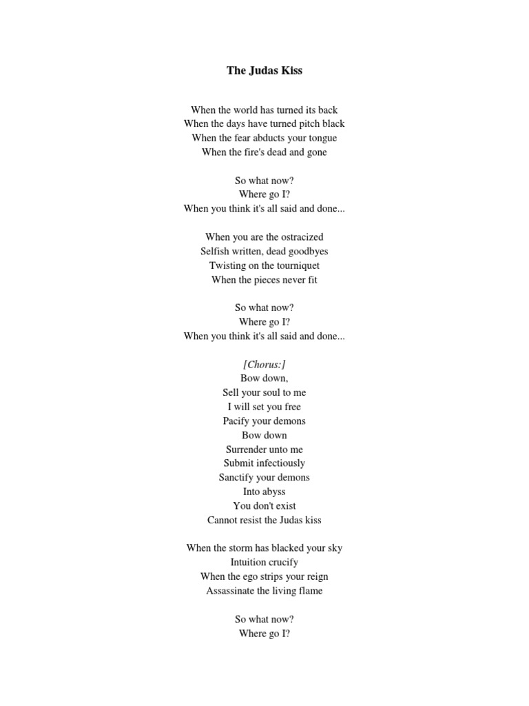 The Judas Kiss: Lyrics and Themes | PDF