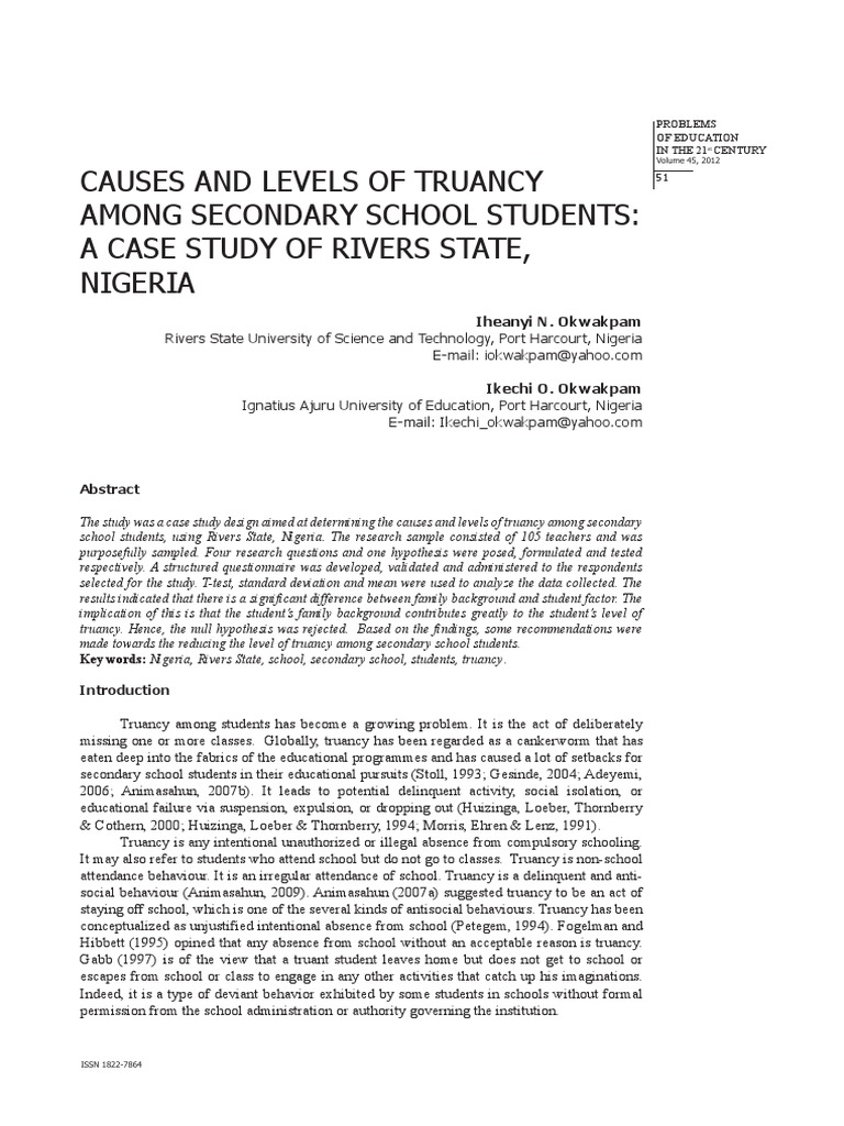 Truancy | Questionnaire | Student's T Test