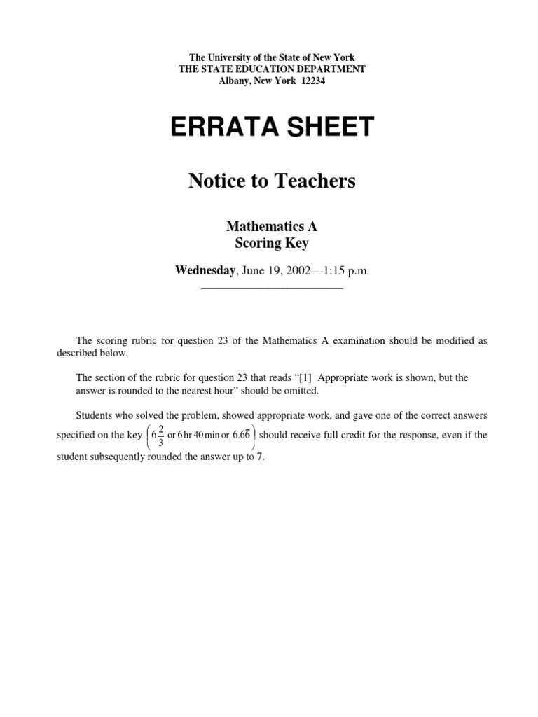 Errata Sheet: Notice To Teachers | PDF | Trigonometric Functions ...
