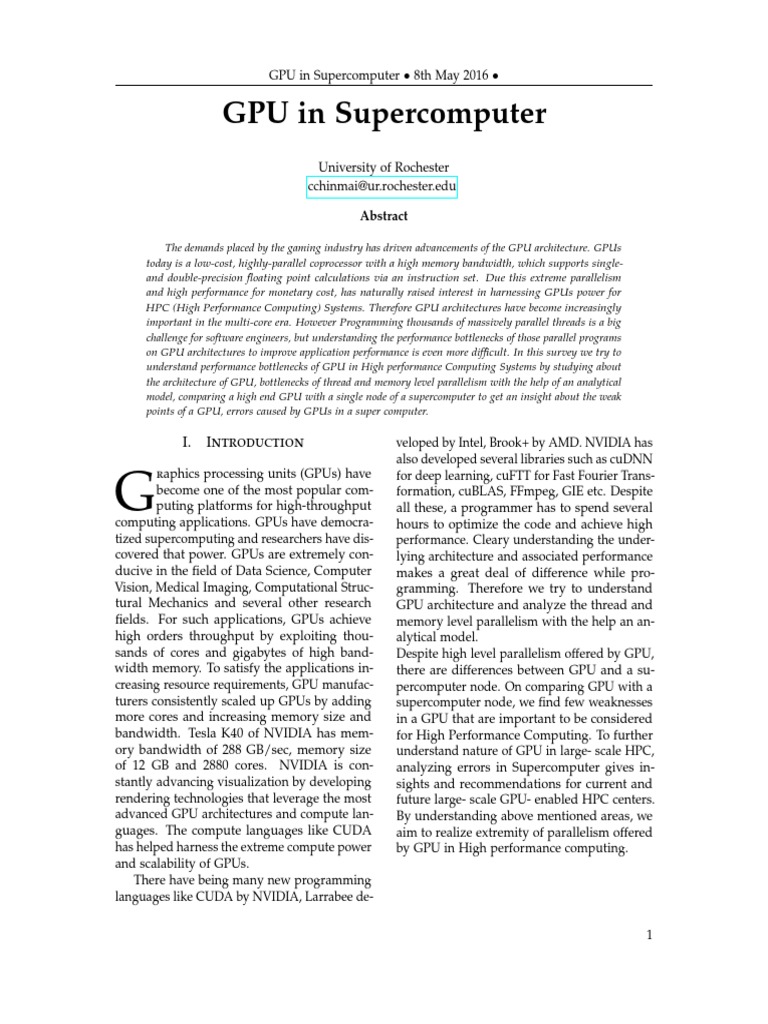 GPU in Supercomputer | PDF | Graphics Processing Unit | Thread (Computing)