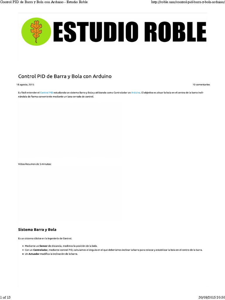 Control PID de Barra y Bola Con Arduino | PDF | Arduino
