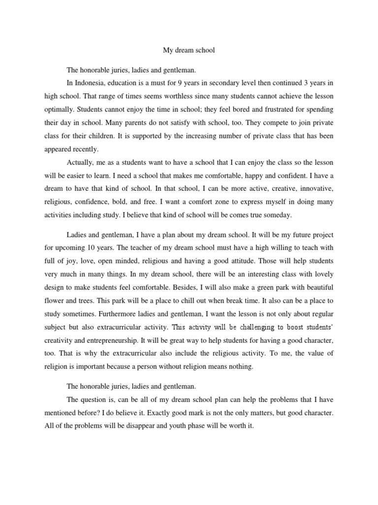 SPEECH - My Dream School | PDF | Psychological Concepts | Cognition