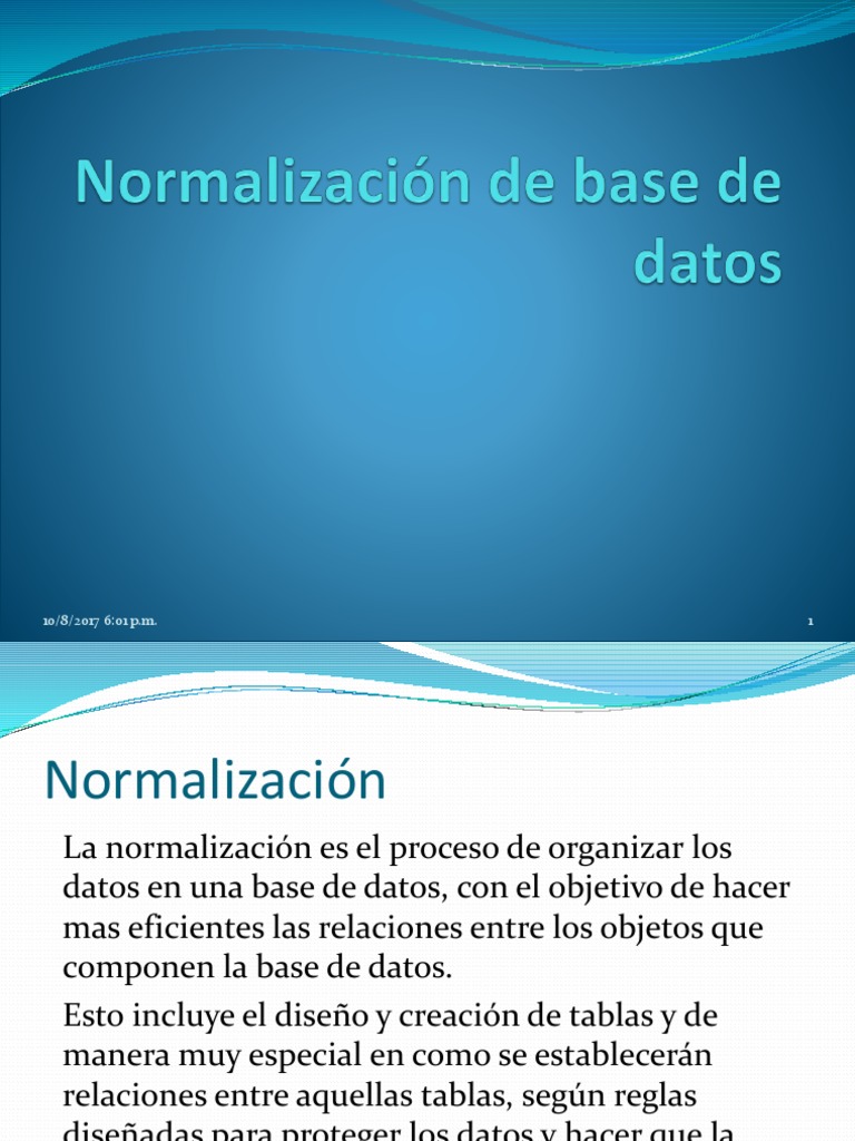 Normalizacion de Base de Datos | PDF | Tabla (base de datos) | Bases de ...