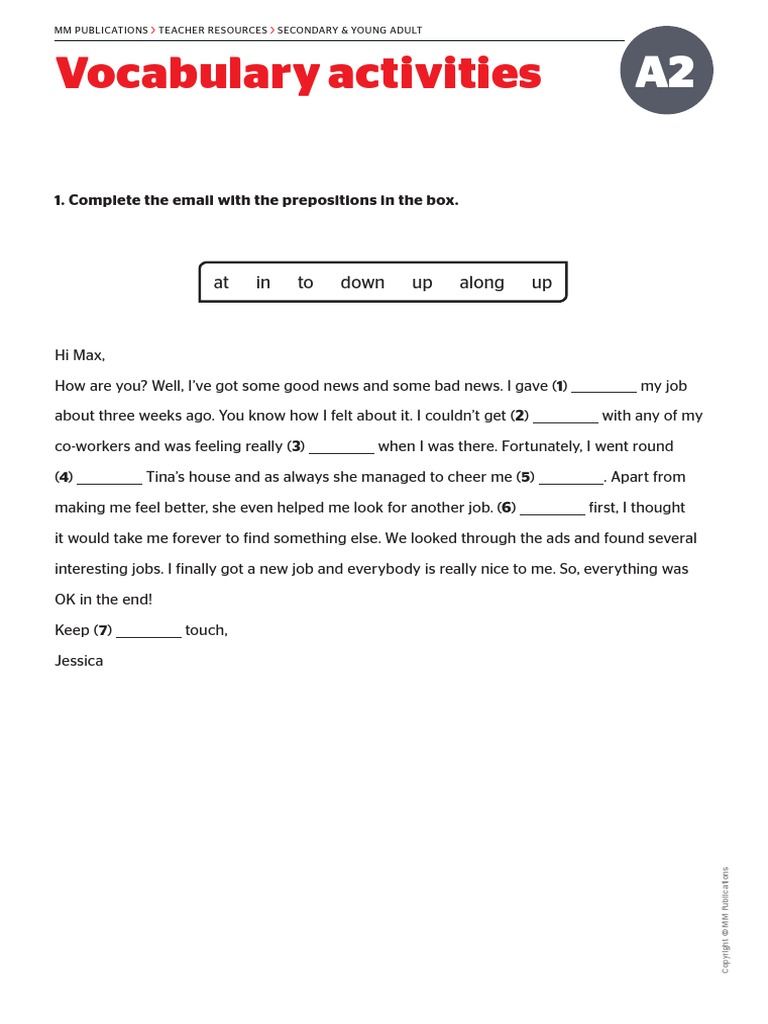 Vocabulary - Activities A2 PDF | PDF