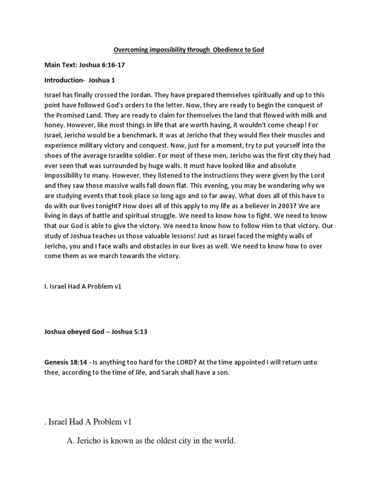 Overcoming Impossibility Through Obedience To God | Download Free PDF ...