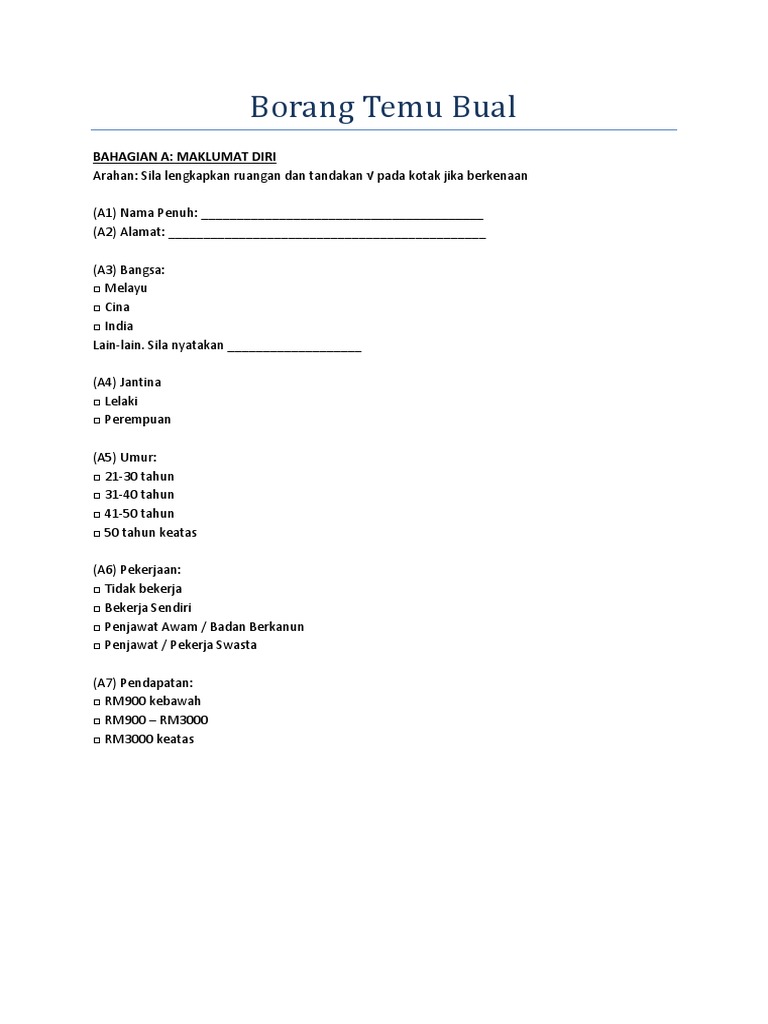 Borang Temu Bual | PDF