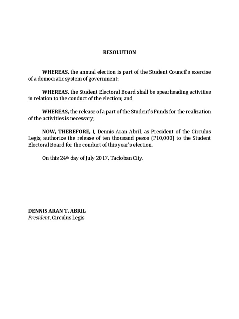Student Election Fund Resolution | PDF