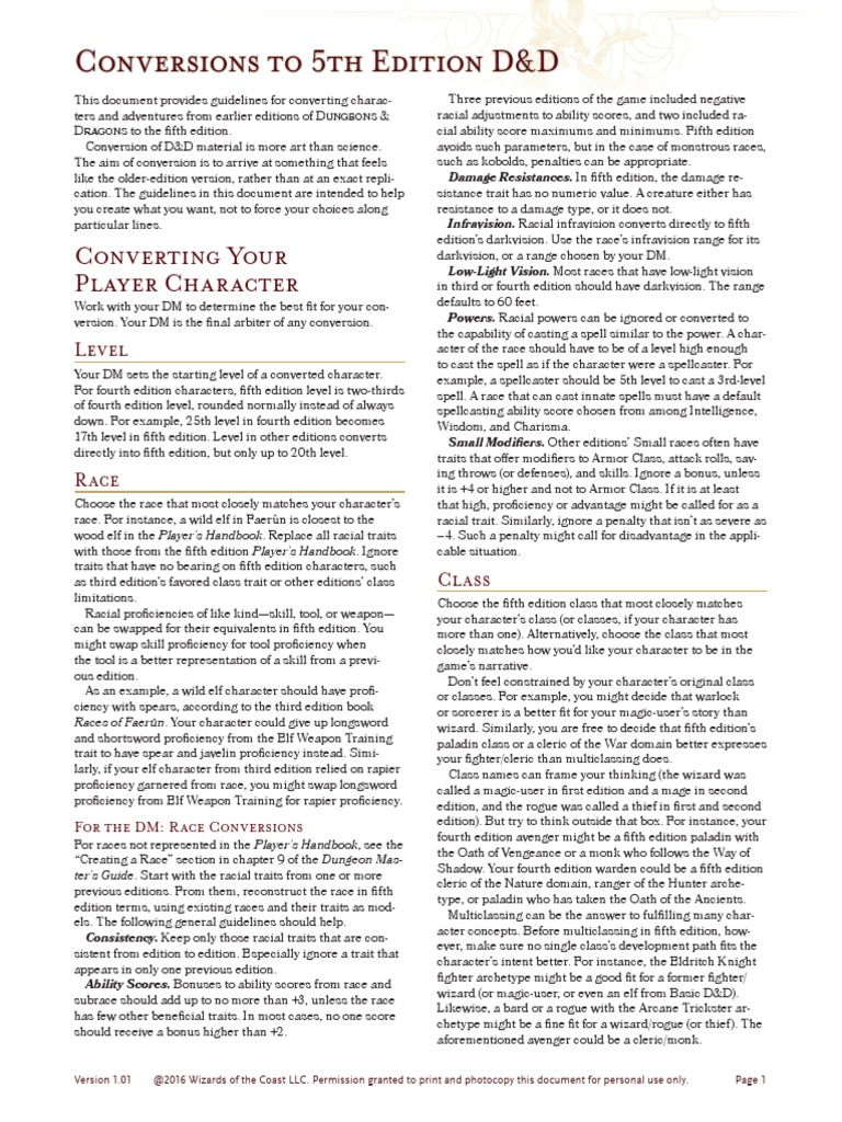 DND Conversions PDF | PDF | Dungeons & Dragons | Video Games