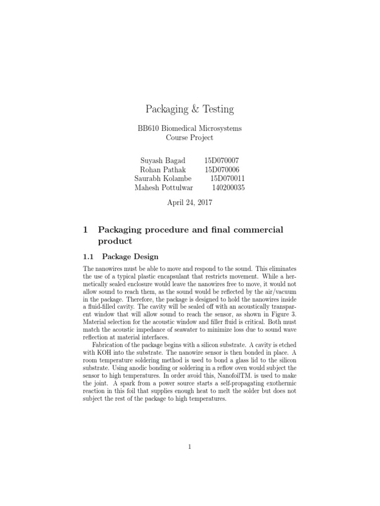 Packaging & Testing: 1 Packaging Procedure and Final Commercial Product ...