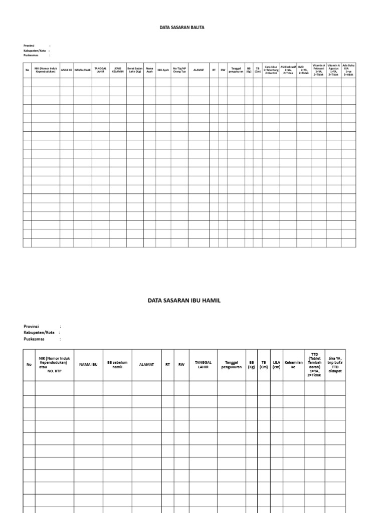 Format Data Sasaran E-Ppgbm | PDF