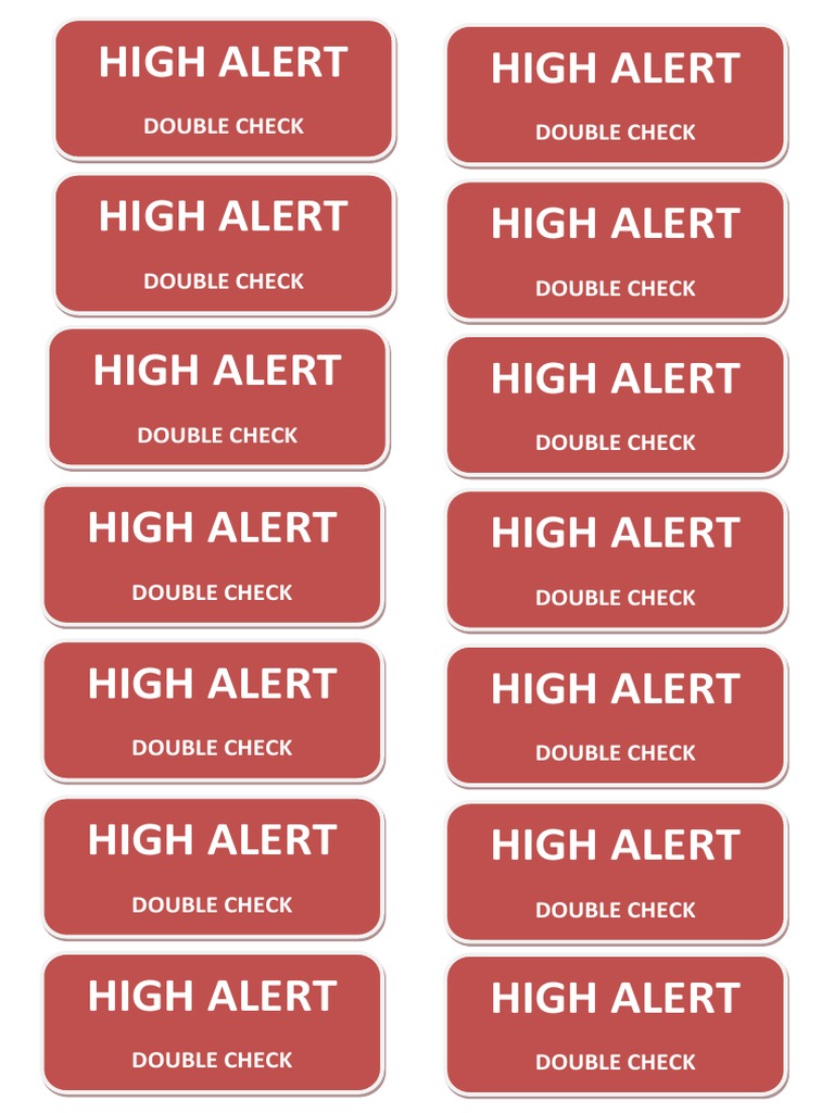 High Alert High Alert: Double Check Double Check | PDF