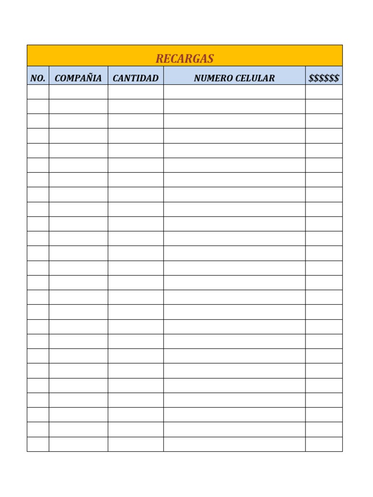 Recargas Formato | PDF