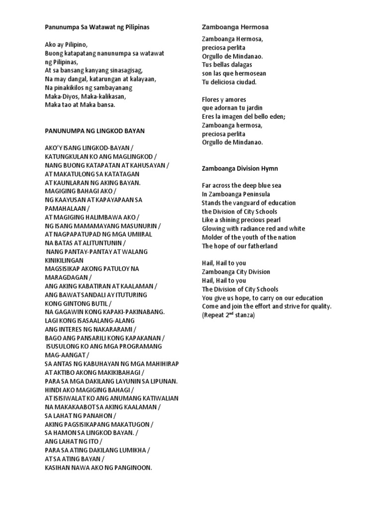 Panunumpa Sa Watawat NG Pilipinas | PDF