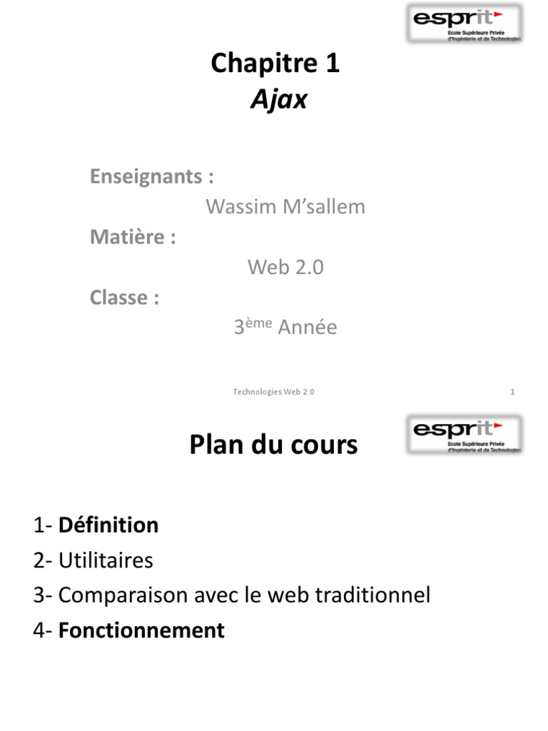 Cours Ajax | PDF | Ajax (Programmation) | Internet