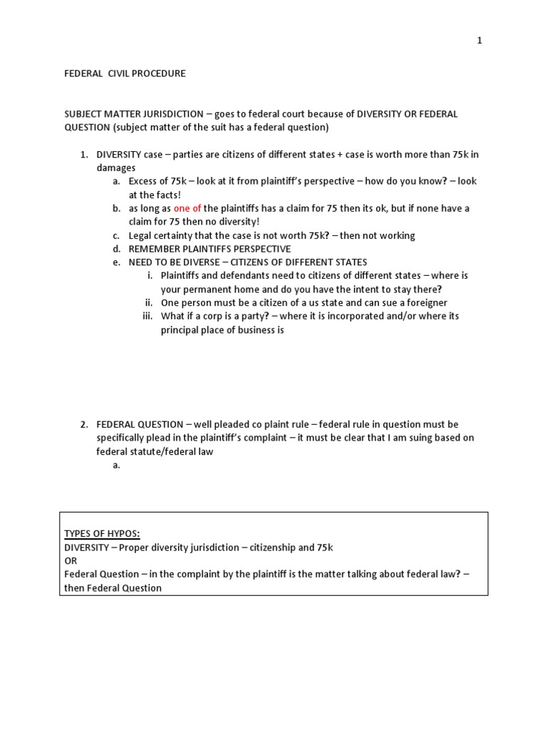 Federal Civil Procedure Mbe Outline | PDF | Collateral Estoppel ...