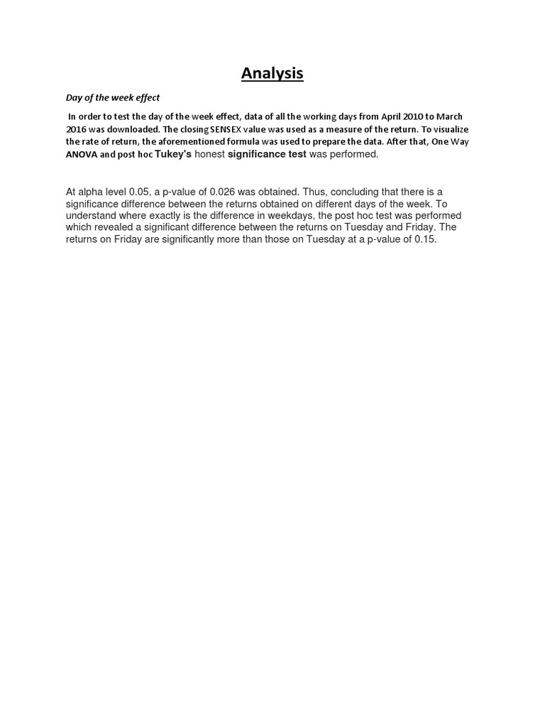 Analysis: Day of The Week Effect | PDF | Self-Improvement