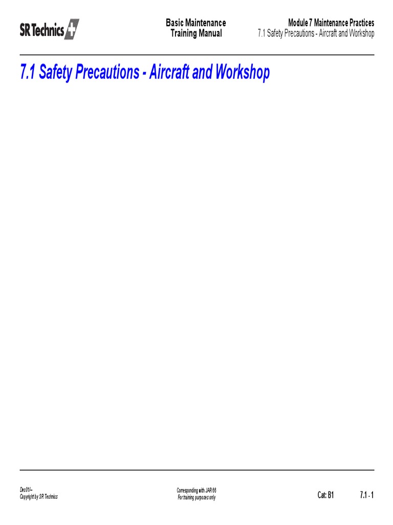7.1 Safety Precautions - Aircraft and Workshop: Basic Maintenance ...